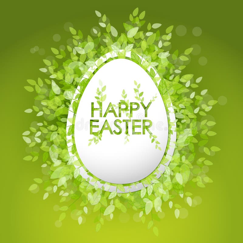 Vector Card Happy Easter. Floral Frame With Leaves Stock Vector ...