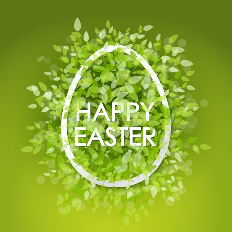 Vector Card Happy Easter. Floral Frame with Leaves Stock Vector ...