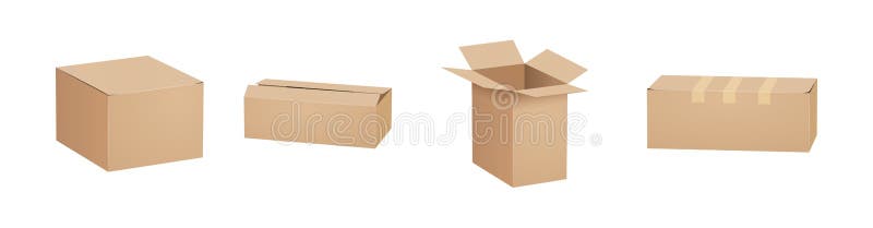 Vector Cardboard Box Isolated Brown Card Open Cardbox. Packaging Open ...