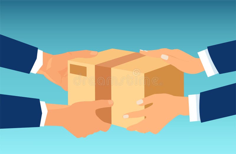 Vector of a Cardboard Box, a Parcel Passed from Hands To Hands Stock ...