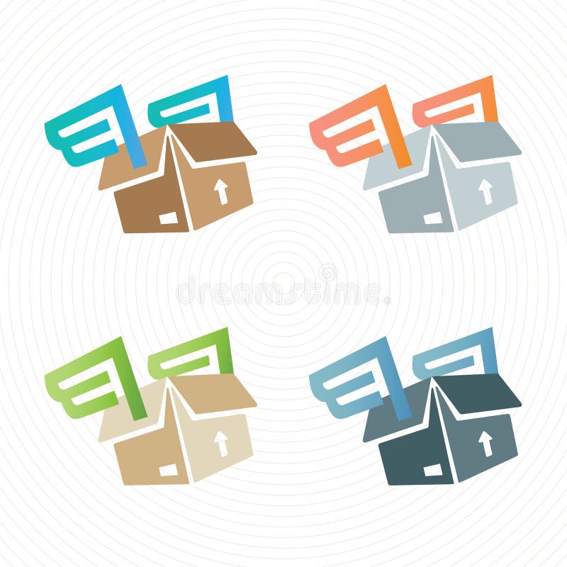 Vector Cardboard Box with Wings. Delivery Logo. Stock Vector ...