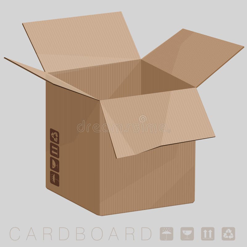 Cardboard brown box stock vector. Illustration of pack - 113718421