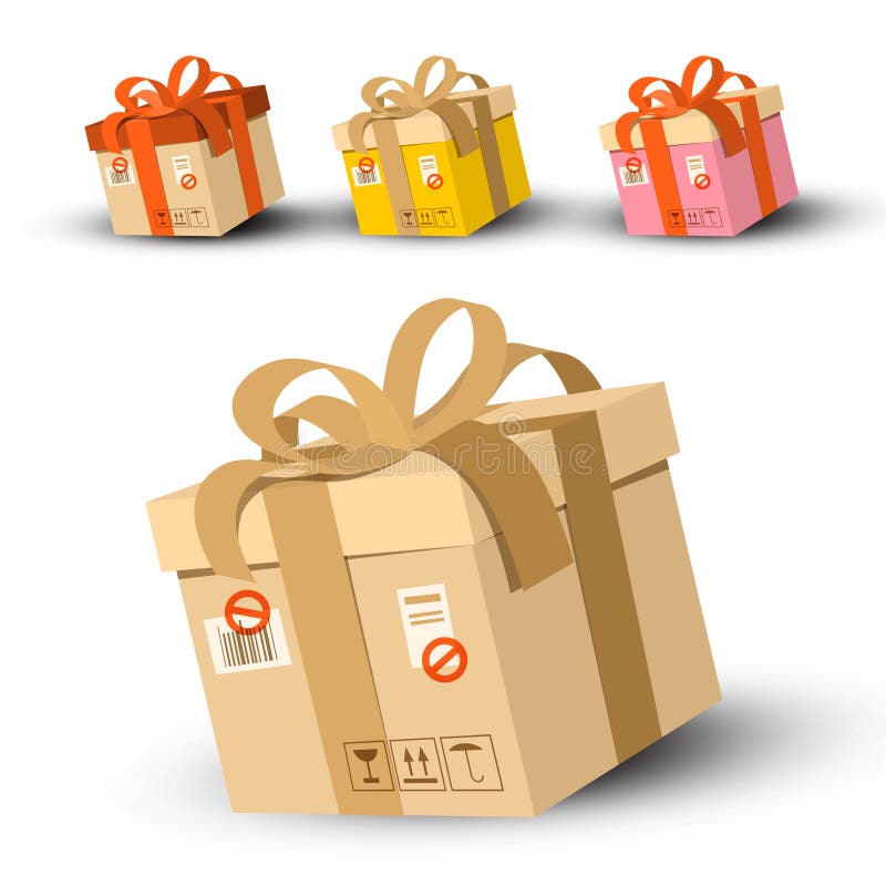 Vector Cardboard Parcels Set with Address Stock Vector - Illustration ...