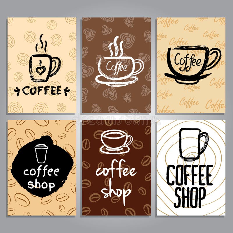 Vector Cards with Coffee Theme Design Stock Vector - Illustration of ...