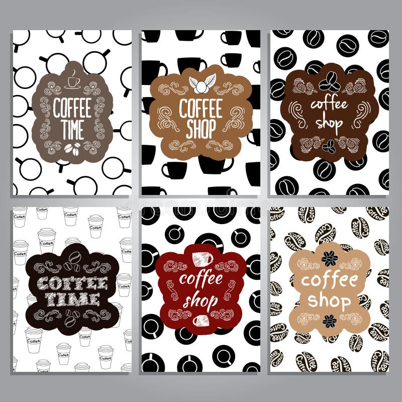 Vector Cards with Coffee Theme Design Stock Vector - Illustration of ...