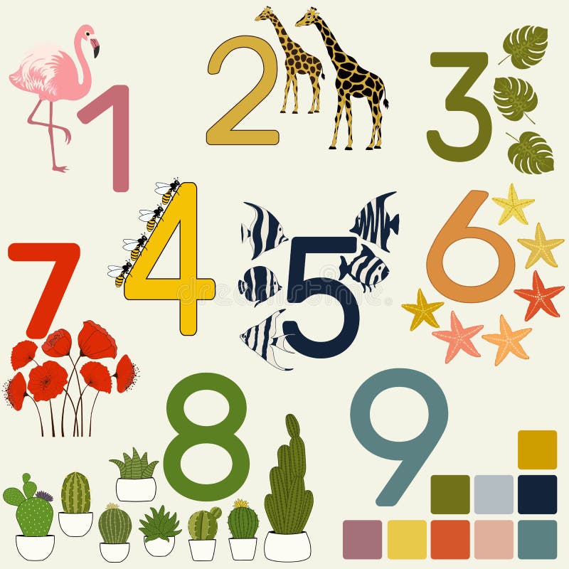 Learning Numbers. Cute Numbers for Children Stock Vector - Illustration ...