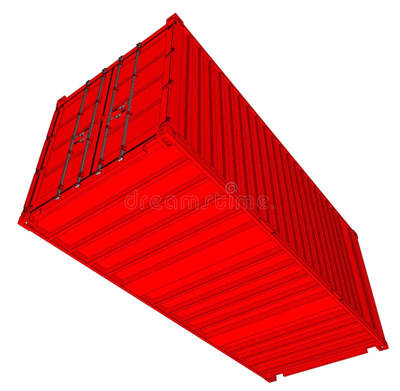 Vector of Red Cargo Container Stock Vector - Illustration of goods ...