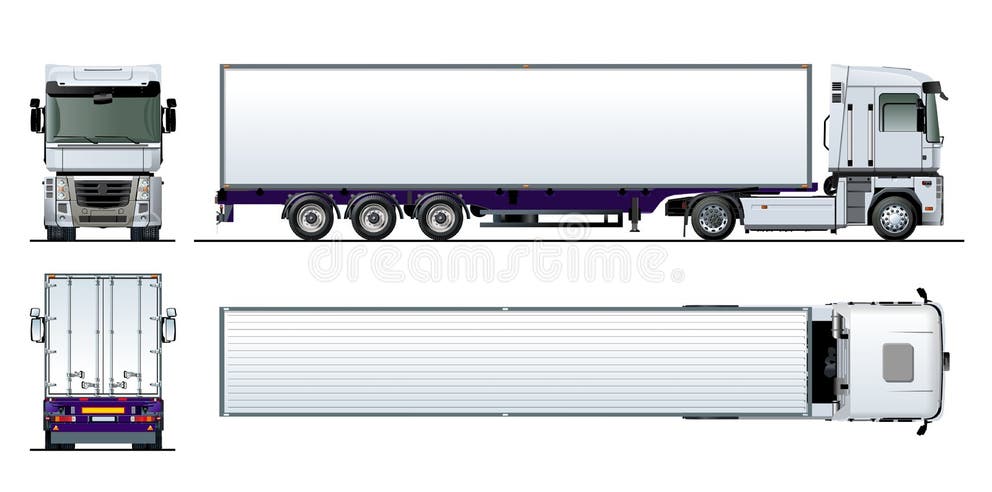 Vector Cargo Semi Truck Template Isolated on White Stock Vector ...