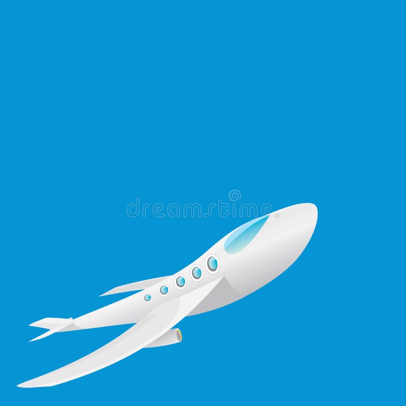 Vector Cartoon Airplane Flying in Blue Sky Stock Vector - Illustration ...