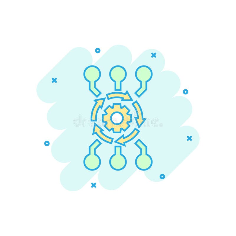 Vector Cartoon Algorithm Api Software Icon in Comic Style. Gear Stock ...