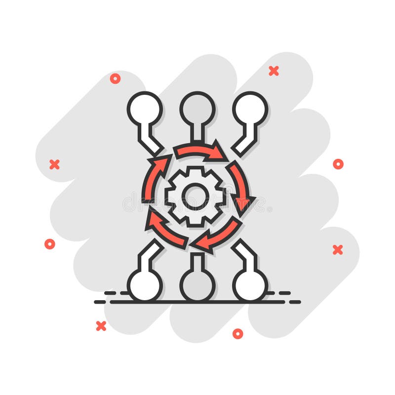 Vector Cartoon Algorithm Api Software Icon in Comic Style. Gear with ...