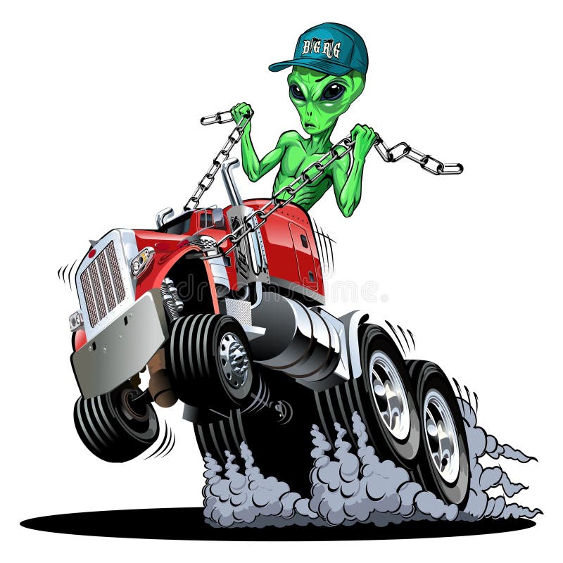 Vector Cartoon Alien Drives a Truck Stock Vector - Illustration of ...