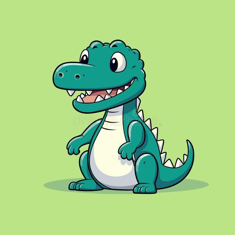 Vector of a Cartoon Alligator Sitting on a Green Background Stock ...