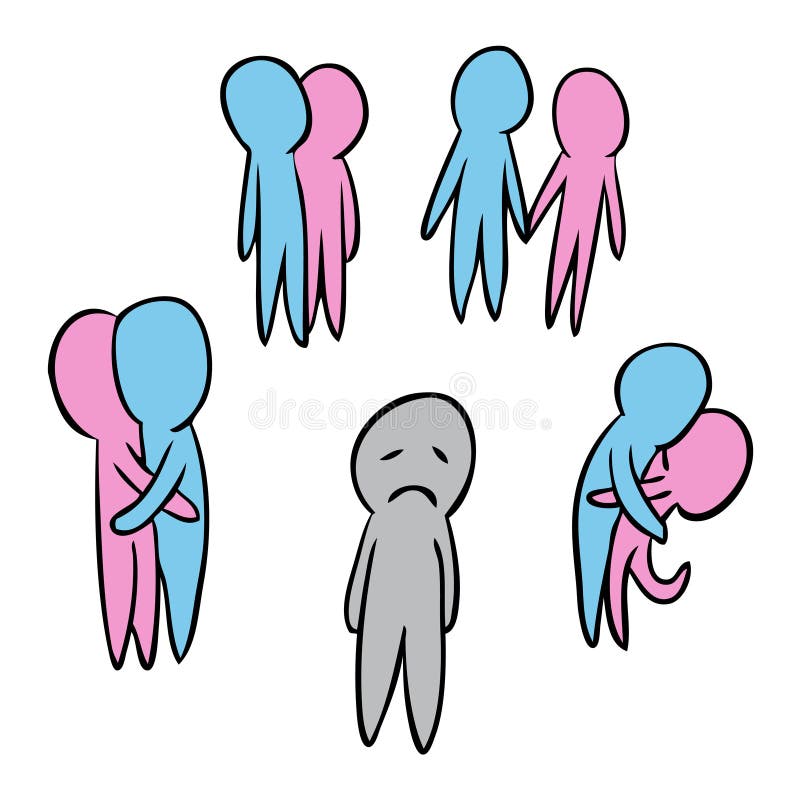Vector cartoon alone sad stock vector. Illustration of depression ...