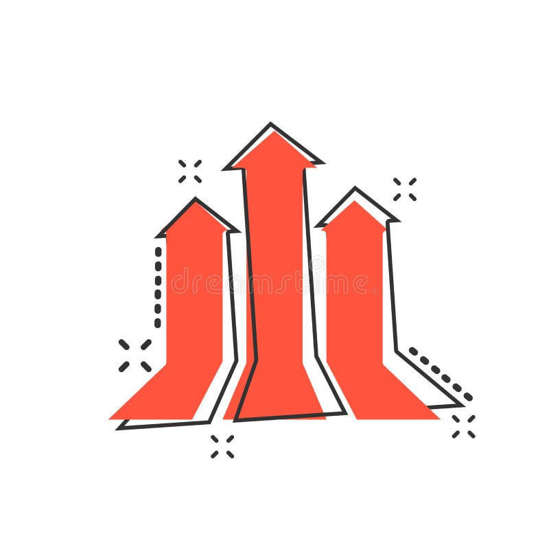Vector Cartoon Arrow Growing Graph Icon in Comic Style. Progress Stock ...