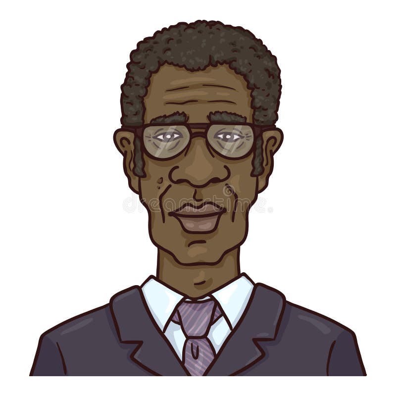 Vector Cartoon Avatar Afro American Man In Office Siuit And Necktie
