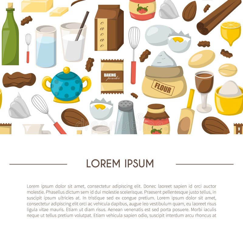 Vector Cartoon Baking Ingredients Background Stock Vector ...