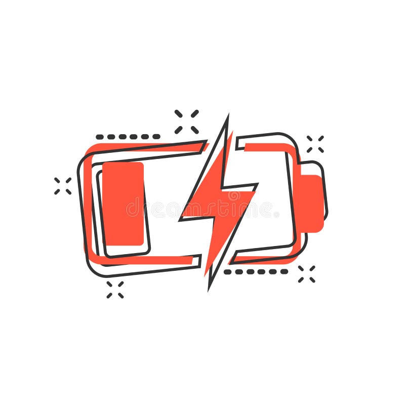 Vector Cartoon Battery Charge Level Indicator Sign Icon in Comic Stock ...