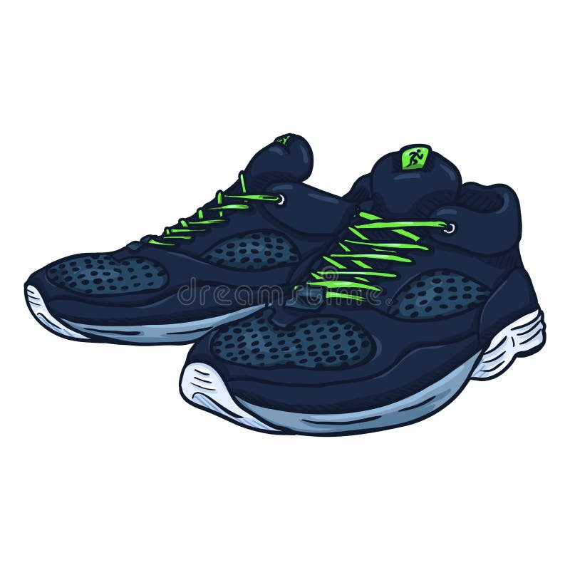 Vector Cartoon Blue Running Shoes Stock Vector - Illustration of boot ...