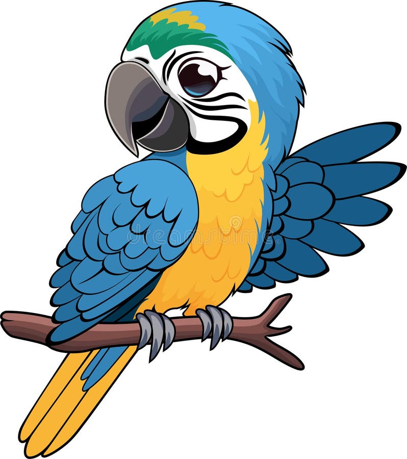 Vector Cartoon Blue-and-yellow Macaw Ara Parrot Sticker Stock Vector ...