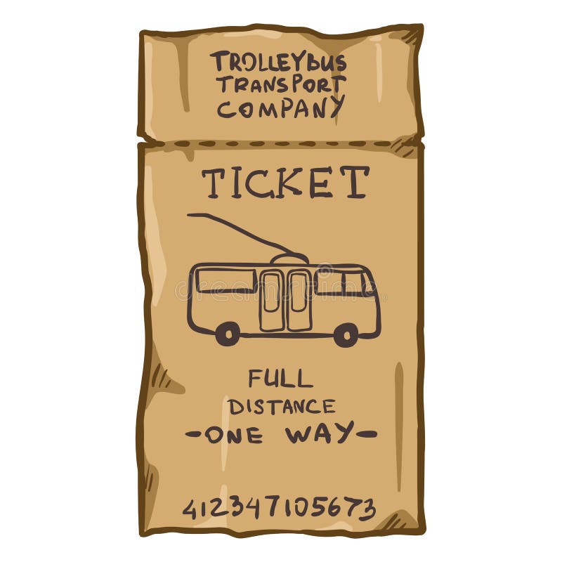 Vector Cartoon Brown Trolley Bus Travel Ticket Stock Vector ...