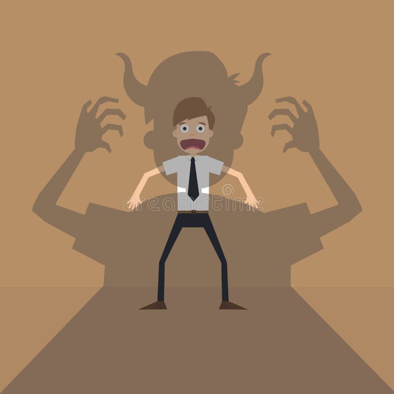 Vector Cartoon Of Businessman Terror Devil Shadow Stock Vector ...