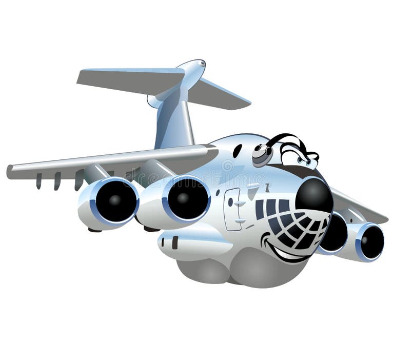 Vector Cartoon Cargo Airplane Stock Vector - Illustration of face ...