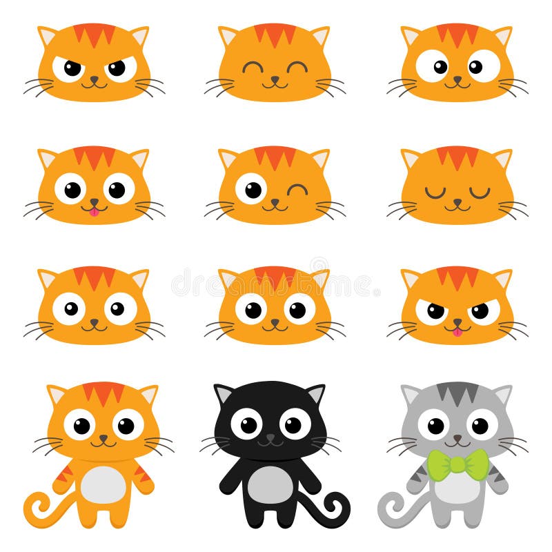 Vector Cartoon Cat Emotions Stock Vector - Illustration of baby, animal ...