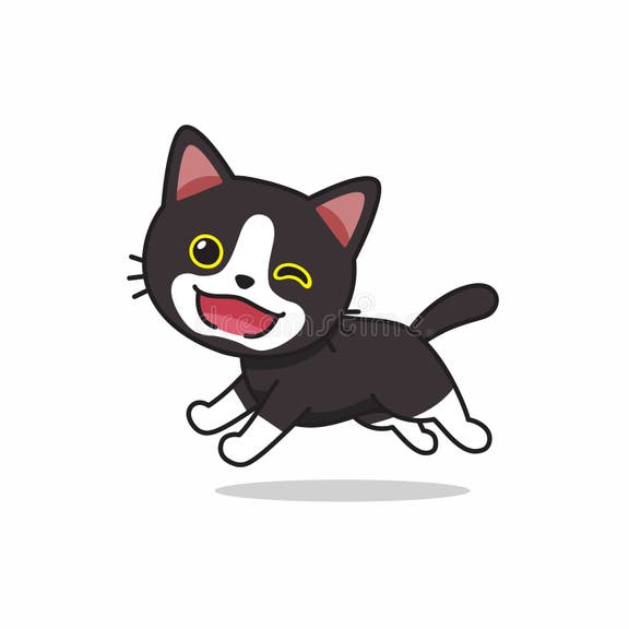 Vector Cartoon Character Black Cat Running Stock Vector - Illustration ...