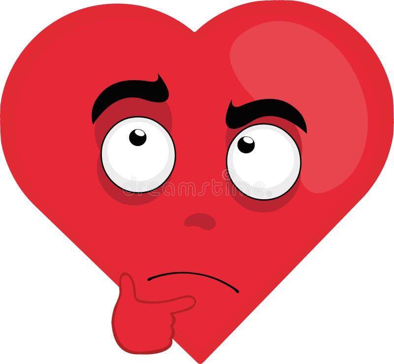 Vector Character Heart Think Doubt Stock Vector - Illustration of ...