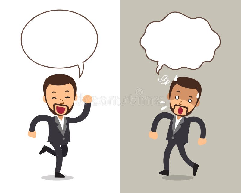 Vector Cartoon Character Man Expressing Different Emotions with Speech ...