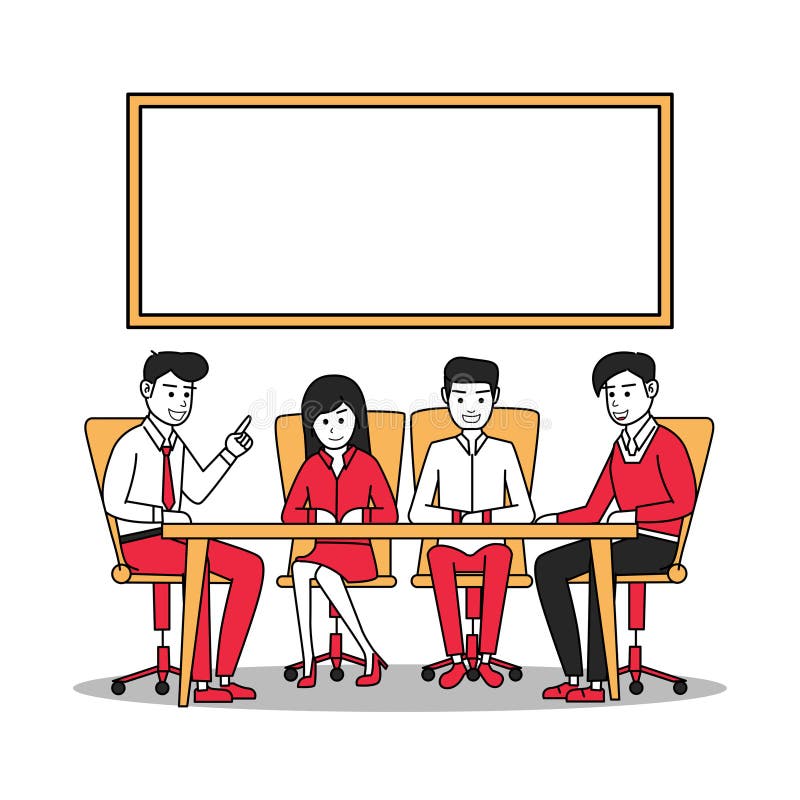 Vector Cartoon Character Meeting Flat Illustration Stock Illustration ...