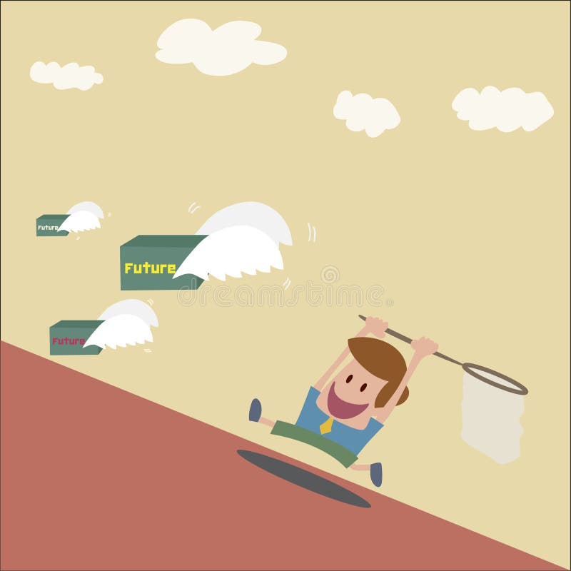 Vector Cartoon of Chasing the Future Concept Stock Illustration ...