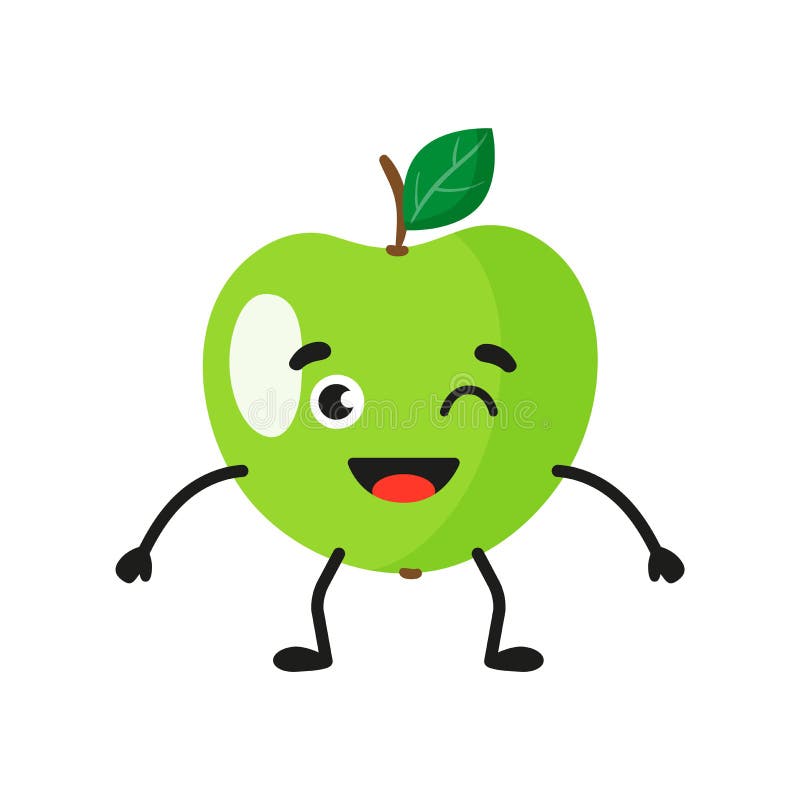 Vector Cartoon Cheerful Cute Apple Character Stock Vector ...