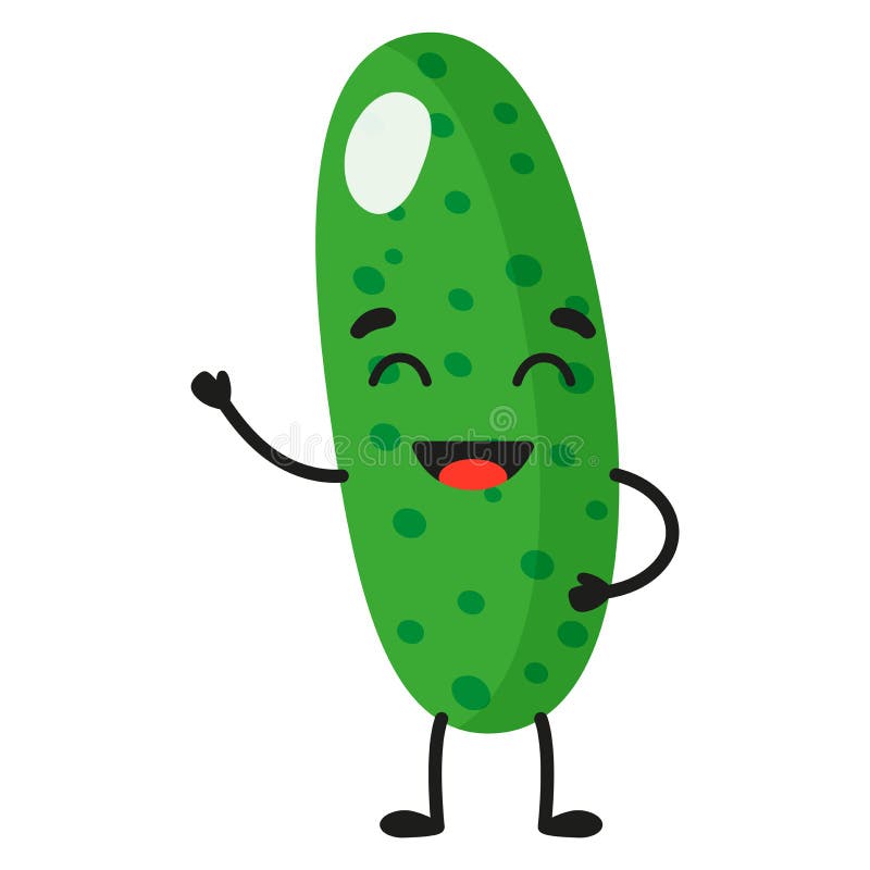 Vector Cartoon Cheerful Cute Cucumber Character Stock Vector ...