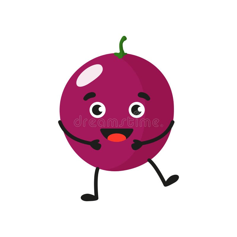 Vector Cartoon Cheerful Cute Grape Character Stock Vector ...