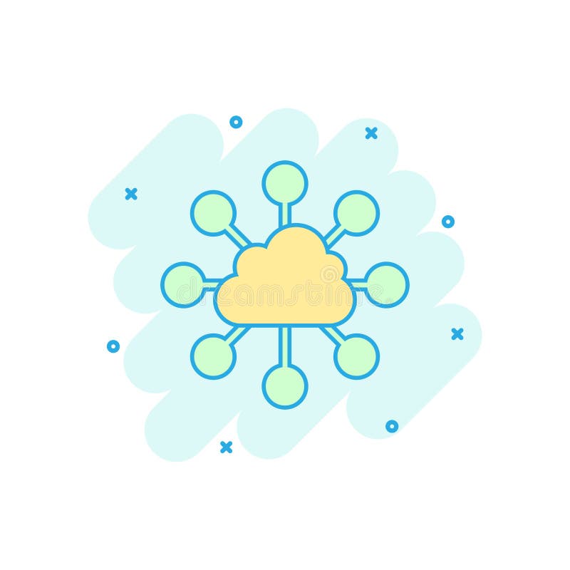 Vector Cartoon Cloud Computing Technology Icon in Comic Style. I Stock ...