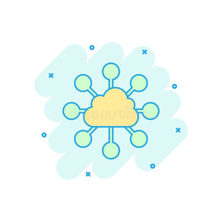 Vector Cartoon Cloud Computing Technology Icon in Comic Style. I Stock Vector - Illustration of ...