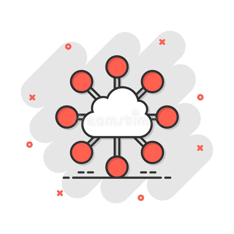 Vector Cartoon Cloud Computing Technology Icon in Comic Style. Infographic Analytics ...