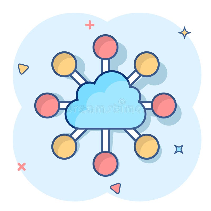 Vector Cartoon Cloud Computing Technology Icon in Comic Style ...