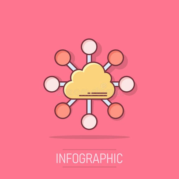 Vector Cartoon Cloud Computing Technology Icon in Comic Style. Infographic Analytics ...