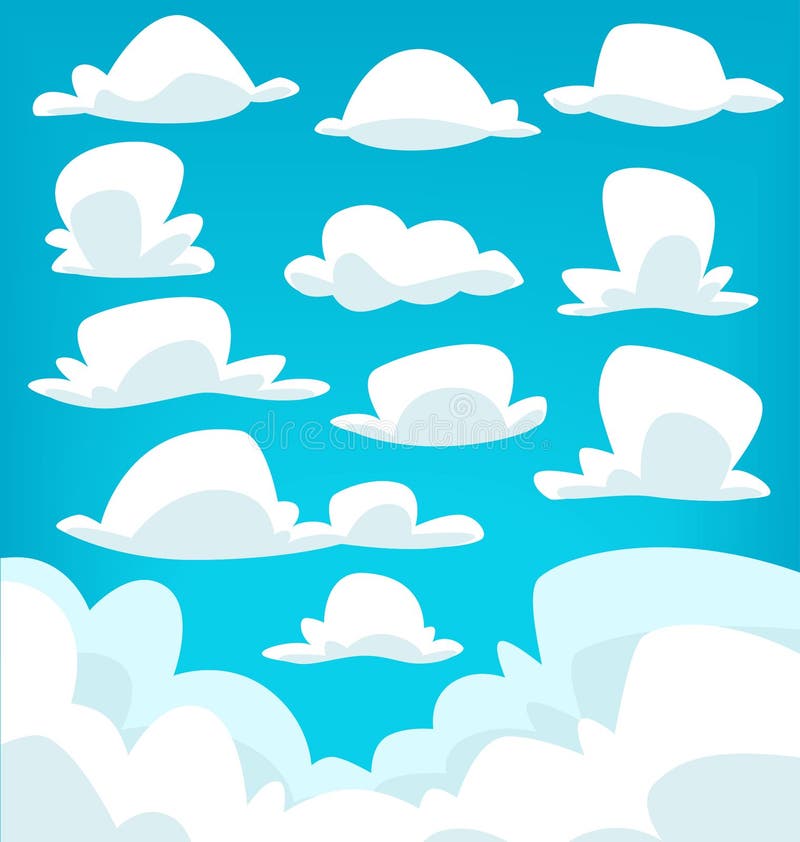 Vector Cartoon Cloud Drawing Illustration Collection Set Stock Vector ...