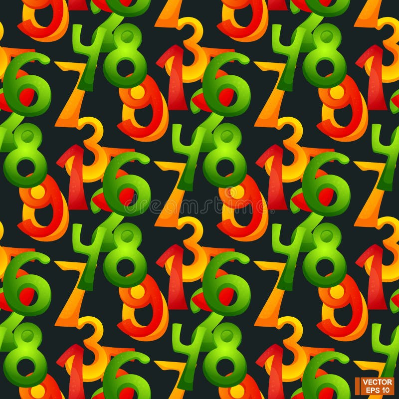 Seamless Pattern Cartoon Colored Numbers Stock Illustration ...