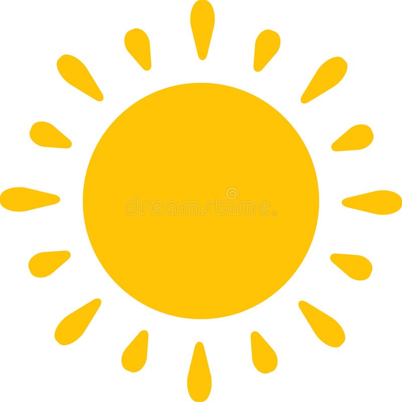 Vector Cartoon, Comic Yellow Sun Shining Light Rays Heat the Summer ...