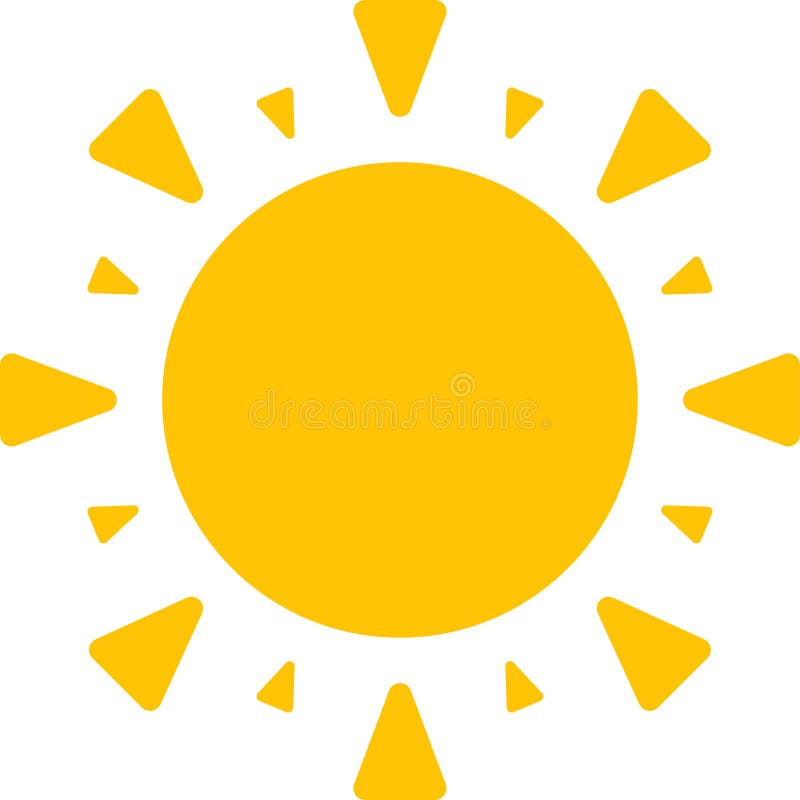 Vector Cartoon, Comic Yellow Sun Shining Light Rays Heat the Summer ...