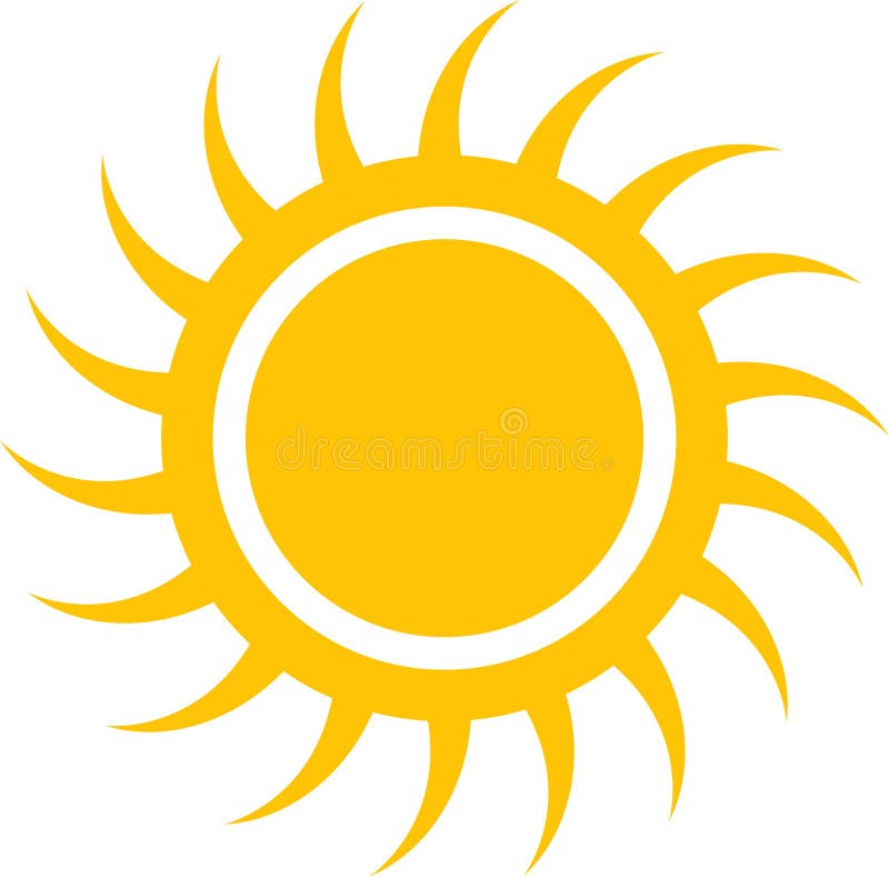 Vector Cartoon, Comic Yellow Sun Shining Light Rays Heat the Summer ...
