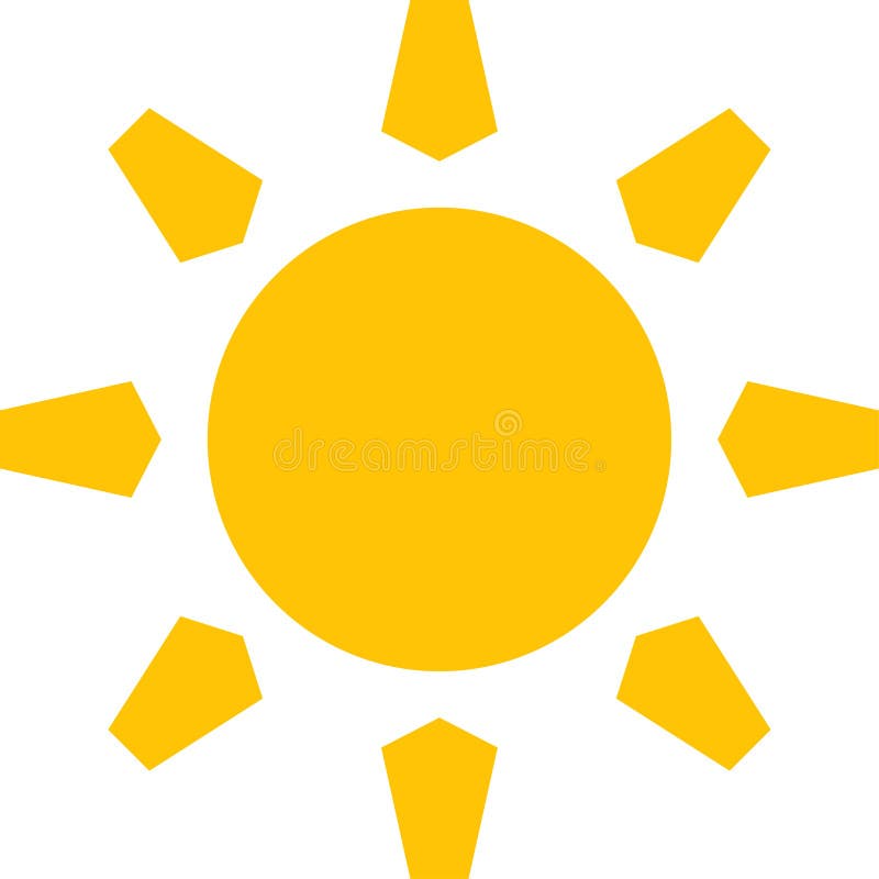 Vector Cartoon, Comic Yellow Sun Shining Light Rays Heat the Summer ...