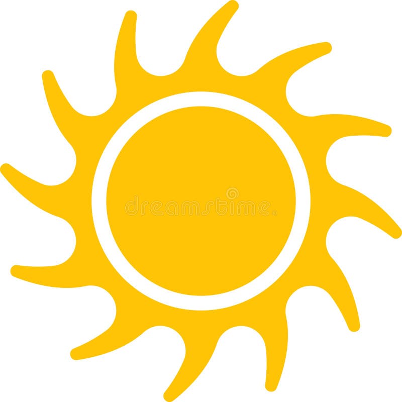 Vector Cartoon, Comic Yellow Sun Shining Light Rays Heat the Summer ...