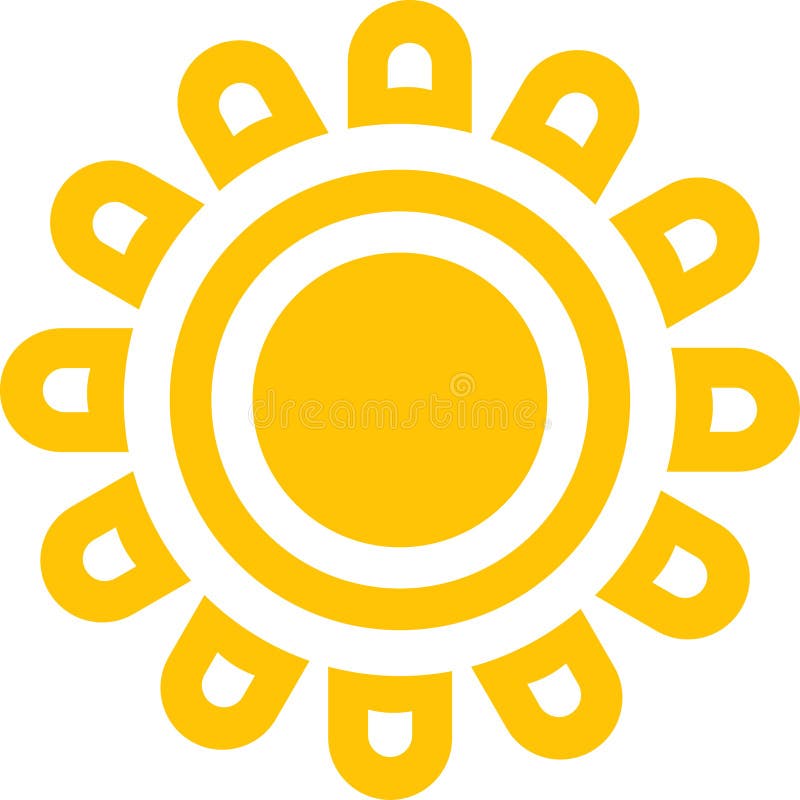 Vector Cartoon, Comic Yellow Sun Shining Light Rays Heat the Summer ...