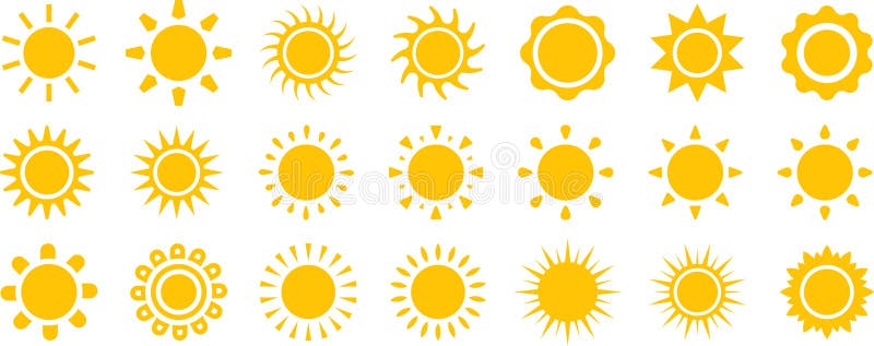 Vector Cartoon, Comic Yellow Sun Shining Light Rays Heat the Summer ...